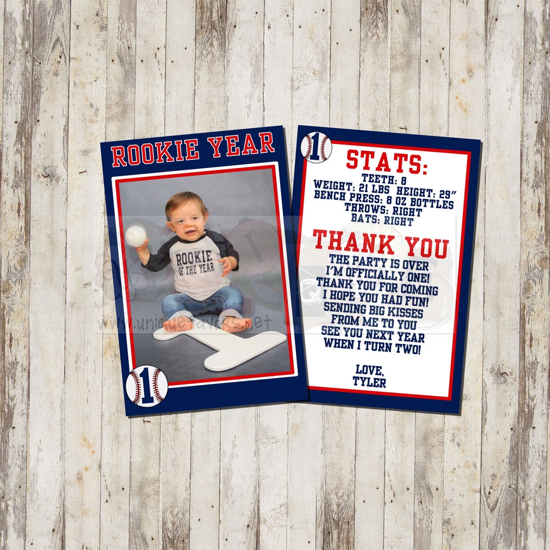 Personalized Rookie of the Year Baseball Theme Thank You With Photo ...