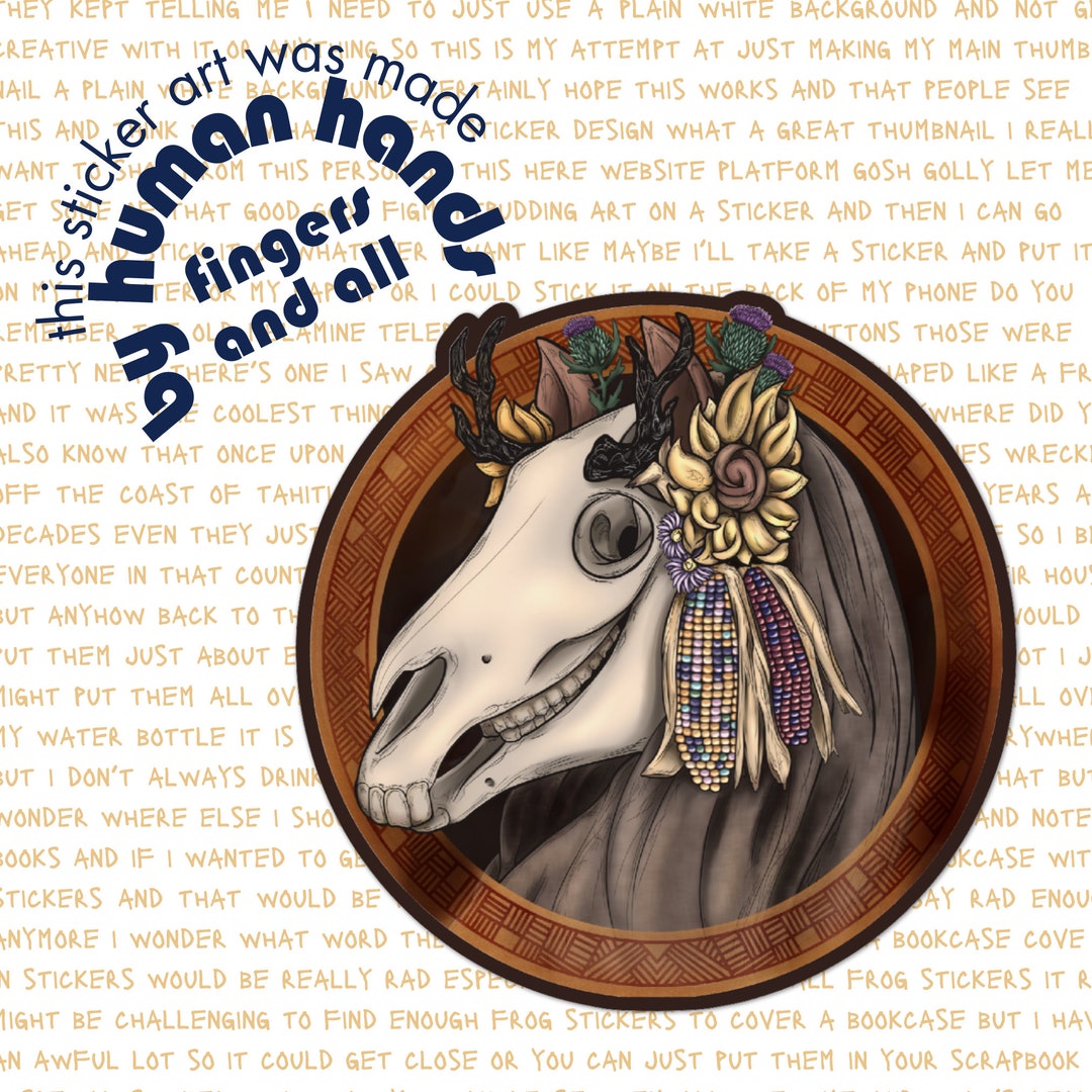 Ships Fast Autumn Mari Lwyd Horse Skull Matte Vinyl Sticker. Welsh Folk ...