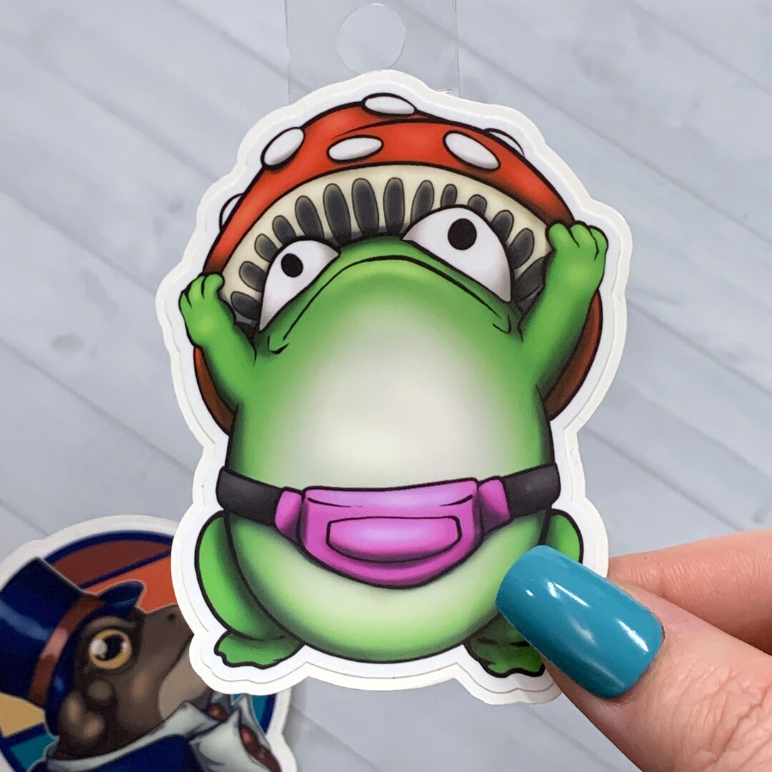 Ships Fast Mushroom Hat Fanny Pack Frog Matte Vinyl Sticker. Decorative ...