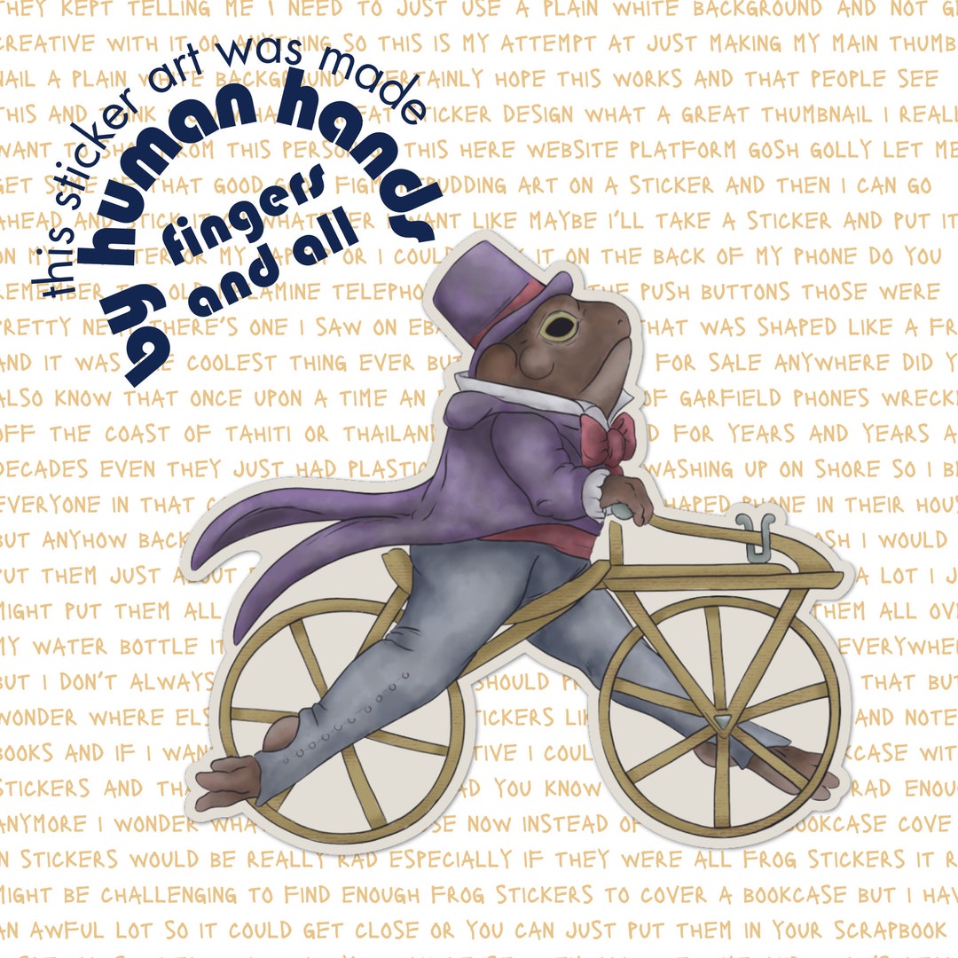 Ships Fast Toad Gentleman in a Top Hat on Bicycle Matte Vinyl Sticker ...