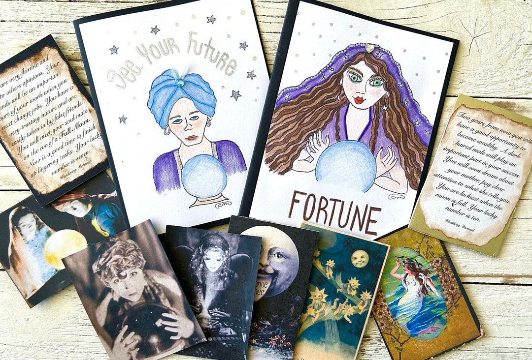 Fortune Teller Greeting CARD With Vintage Antiqued Fortune Inside - Etsy