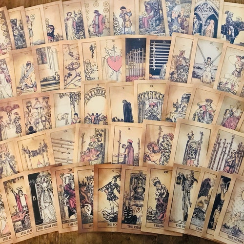 Medium Size Antiqued Tarot Cards Vintage Color-tinted 22 - Etsy