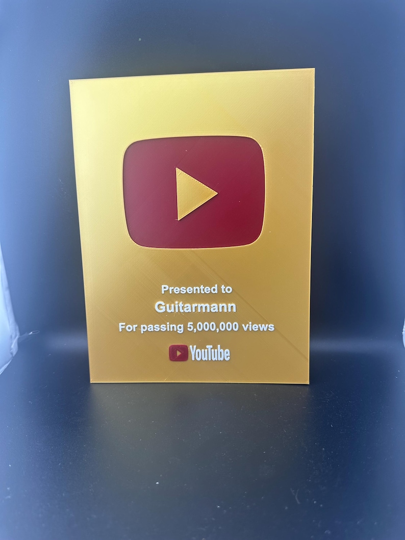 Custom Youtube Creator Award – Personalized 3D Printed Gift for Content ...