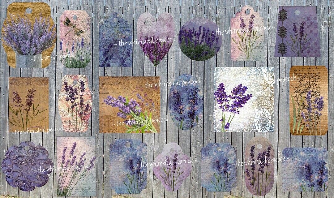 Printables Instant Download ~ 22 Labels / Tags LAVENDER & Vintage LACE ...