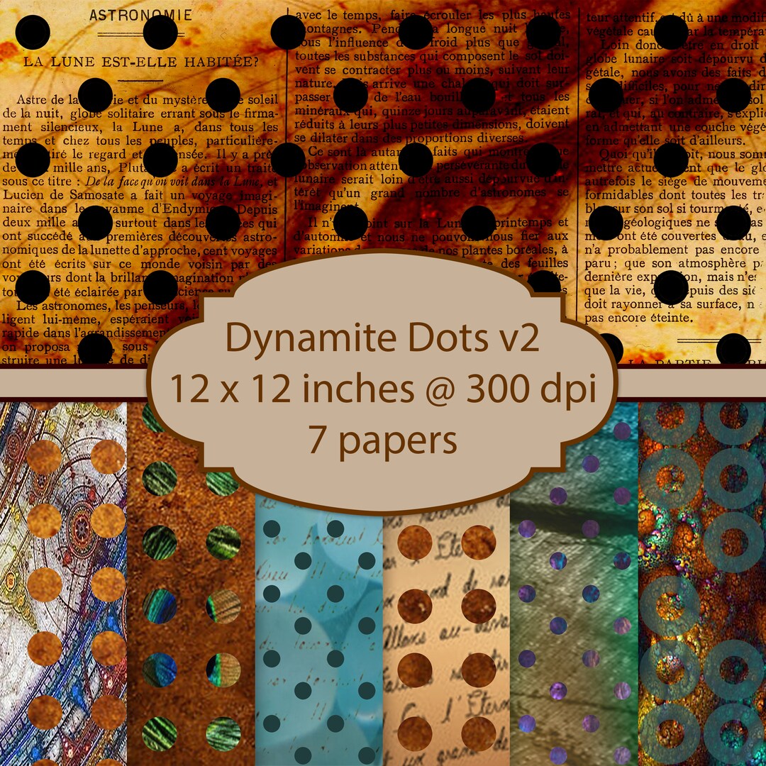 PRINTABLES Instant Download ~ 7-12x12in PAPERS Dynamite Dots V2 Tags ...