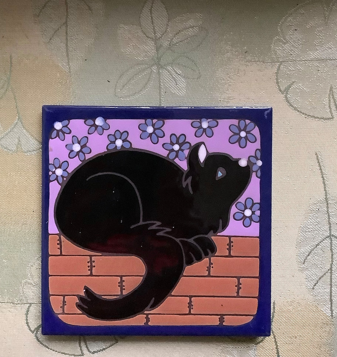 Vintage Black Cat Tile Trivet Made in Italy - Etsy