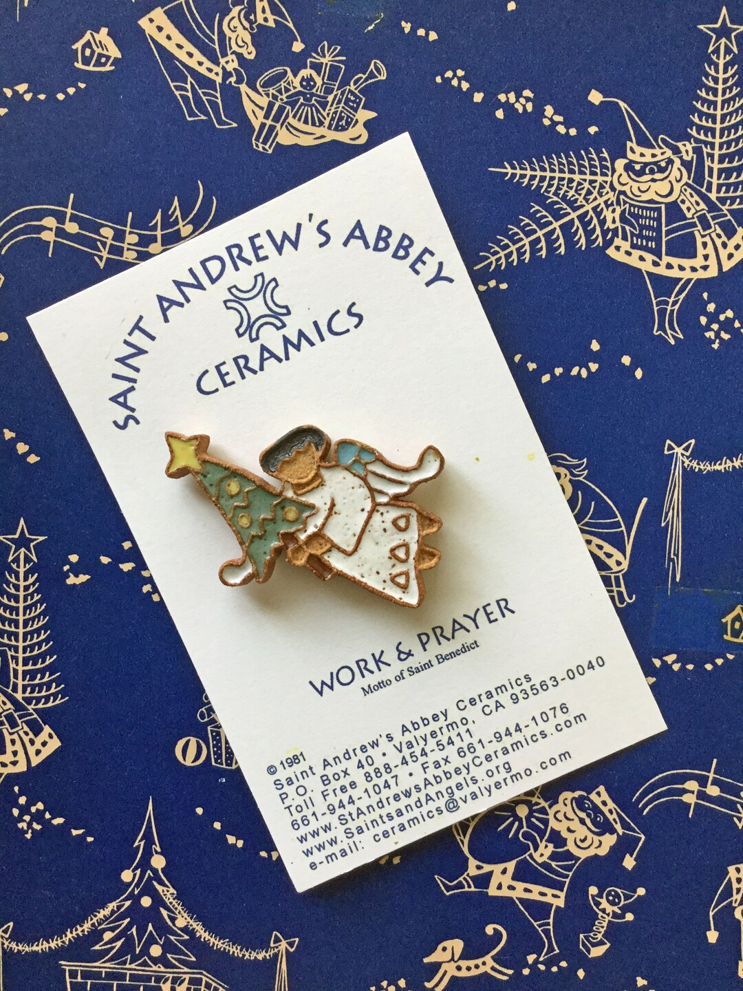 St. Andrew's Abbey Ceramics 1981 Pin - Earthenware Angel Carrying a ...