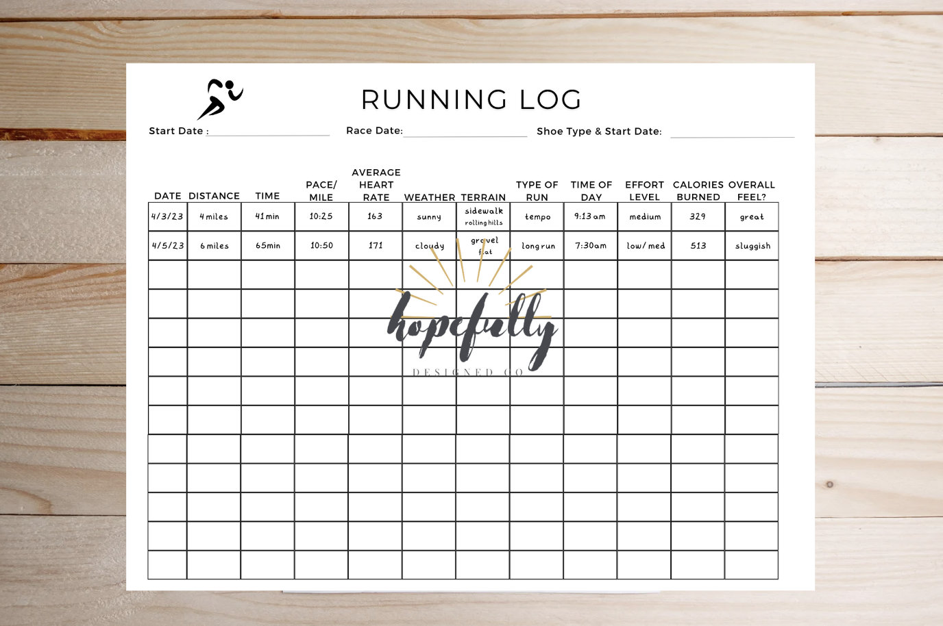 Marathon Training Log Marathon Training Tracker Running Log Healthy ...