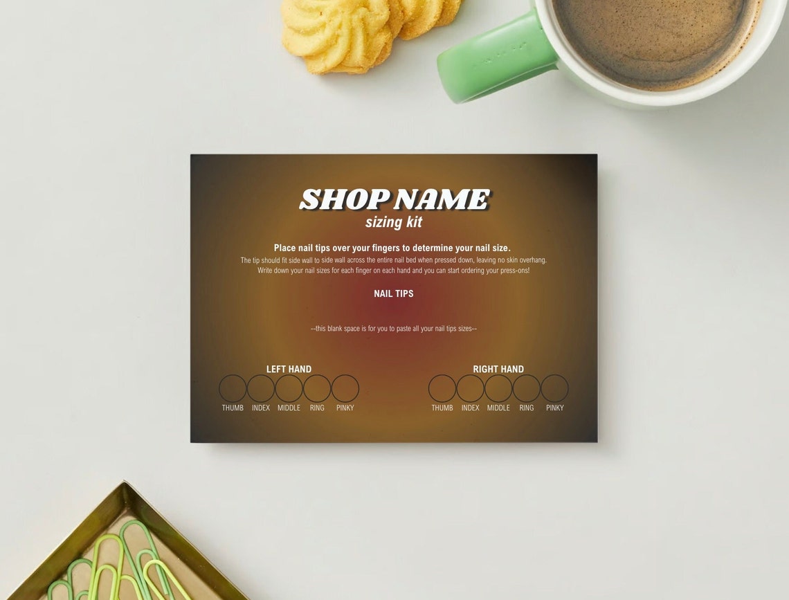 Printable Nail Sizing Card Editable Nail Template DIY Nail Kit Digital ...