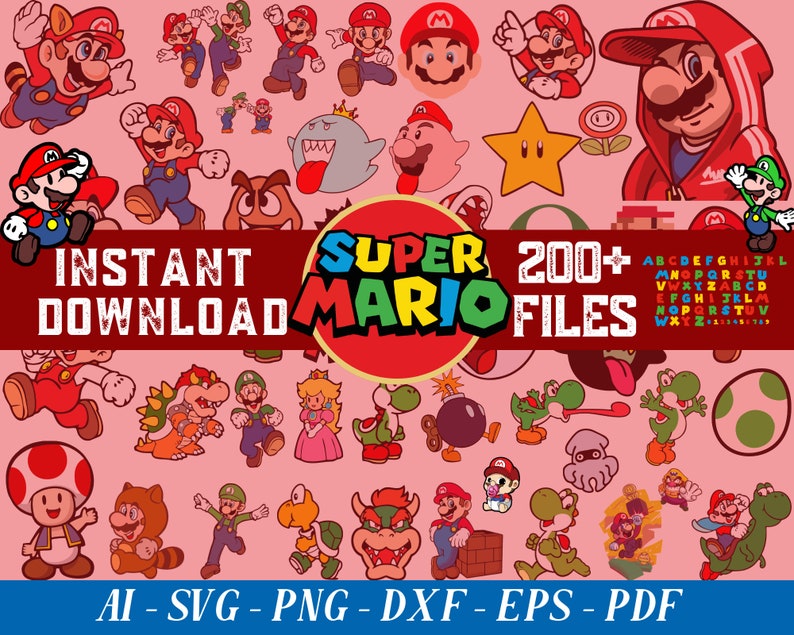 Super Mario SVG Bundle for Cricut and Sublimation, Mario Cut Files ...