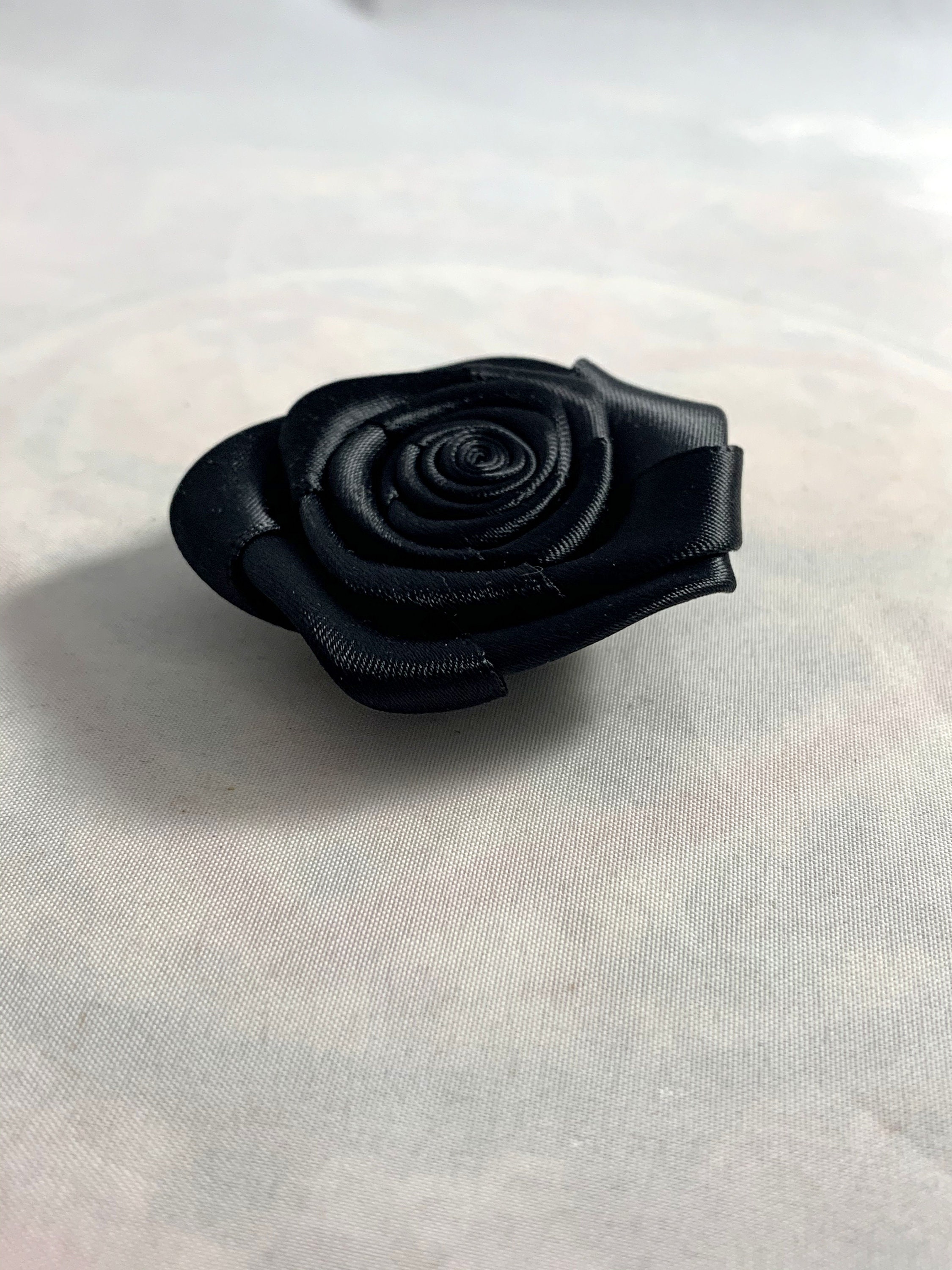 Set of 4 Large Vintage Black Satin Ribbon Roses 1980s Jewelry Altered ...