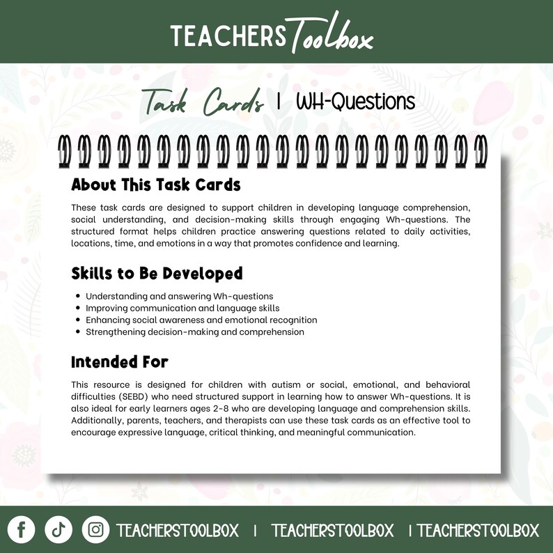 Wh-questions Task Cards - Etsy