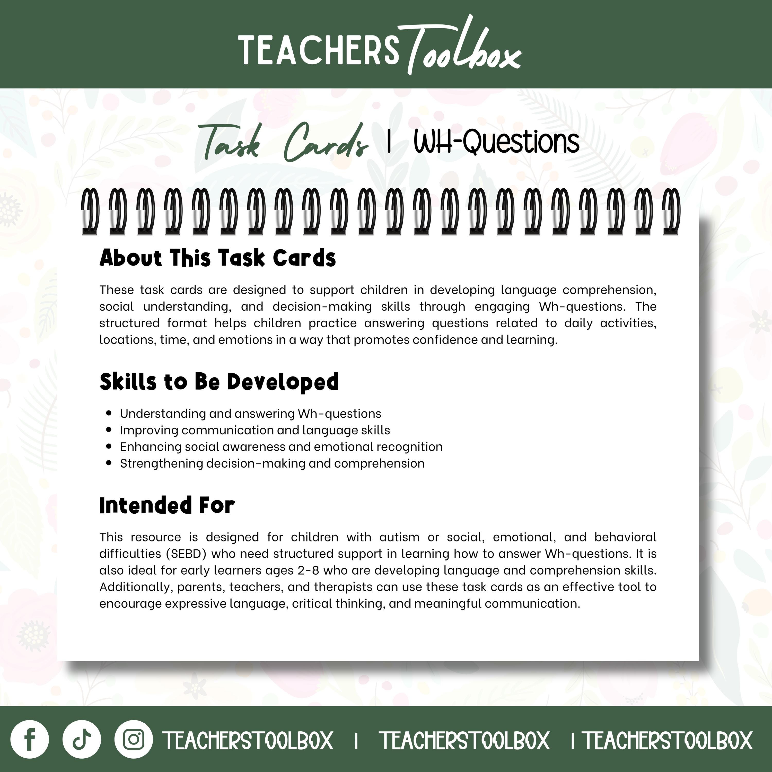 Wh-questions Task Cards - Etsy
