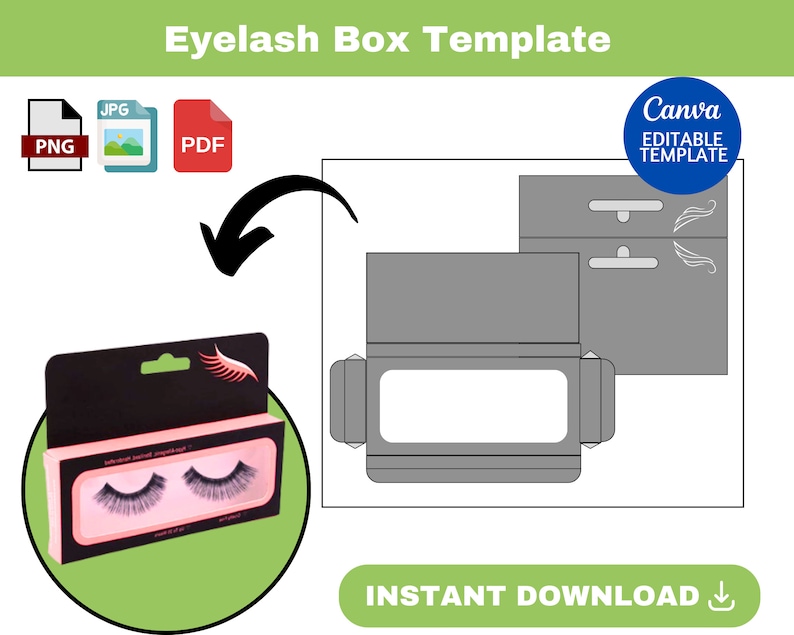 Eyelash Box Template, Eyelash Box Template SVG, Eyelash Box Packaging, Cosmetic Box Template ...