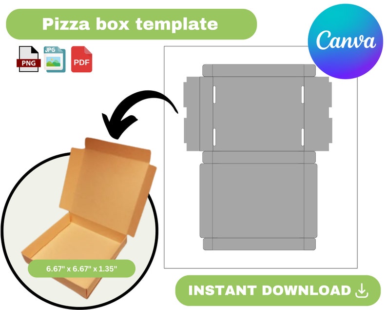 Pizza Box Label, Pizza Box SVG Template, Cookie Box Template, Pizza ...