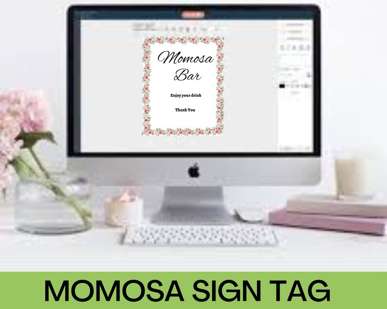 Momosa Label Template, Minimalist Momosa Bar Sign, Momosa Tags, Juice ...
