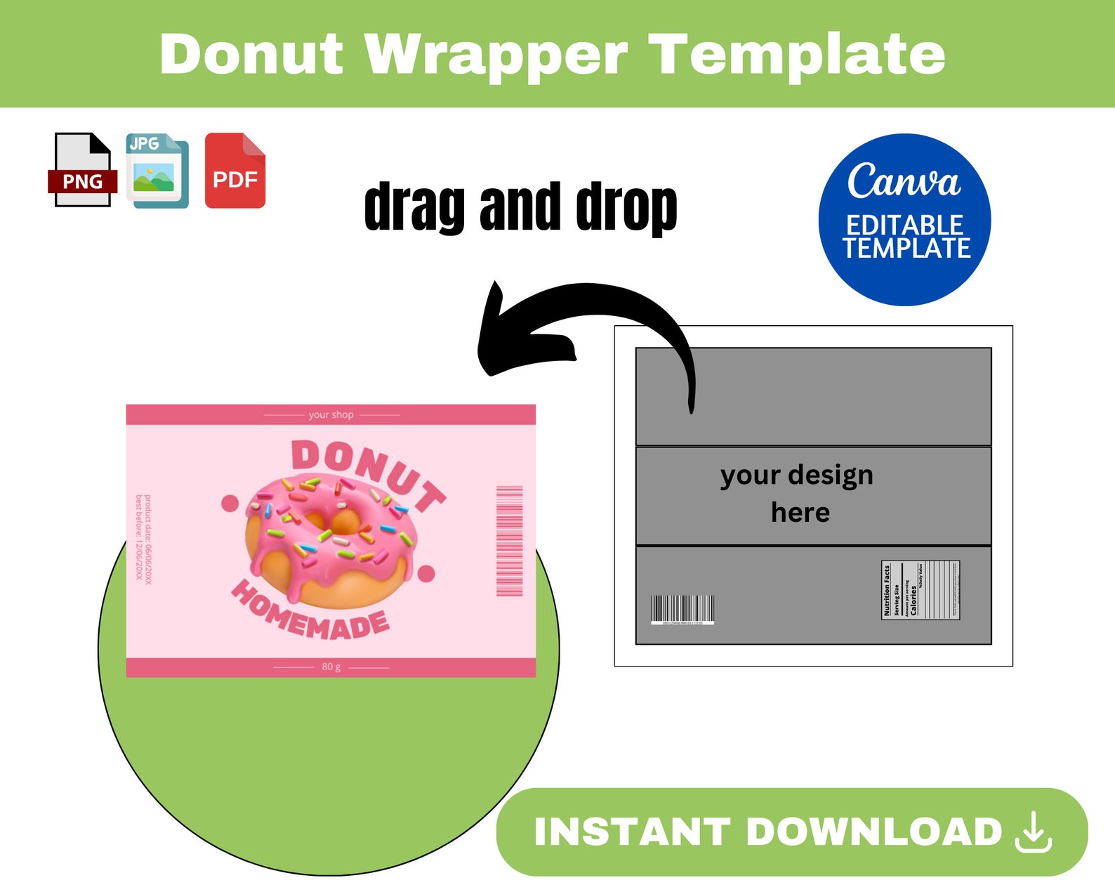 Donut Wrapper Template, Donut Wrapper Template SVG, Chocolate Bar ...