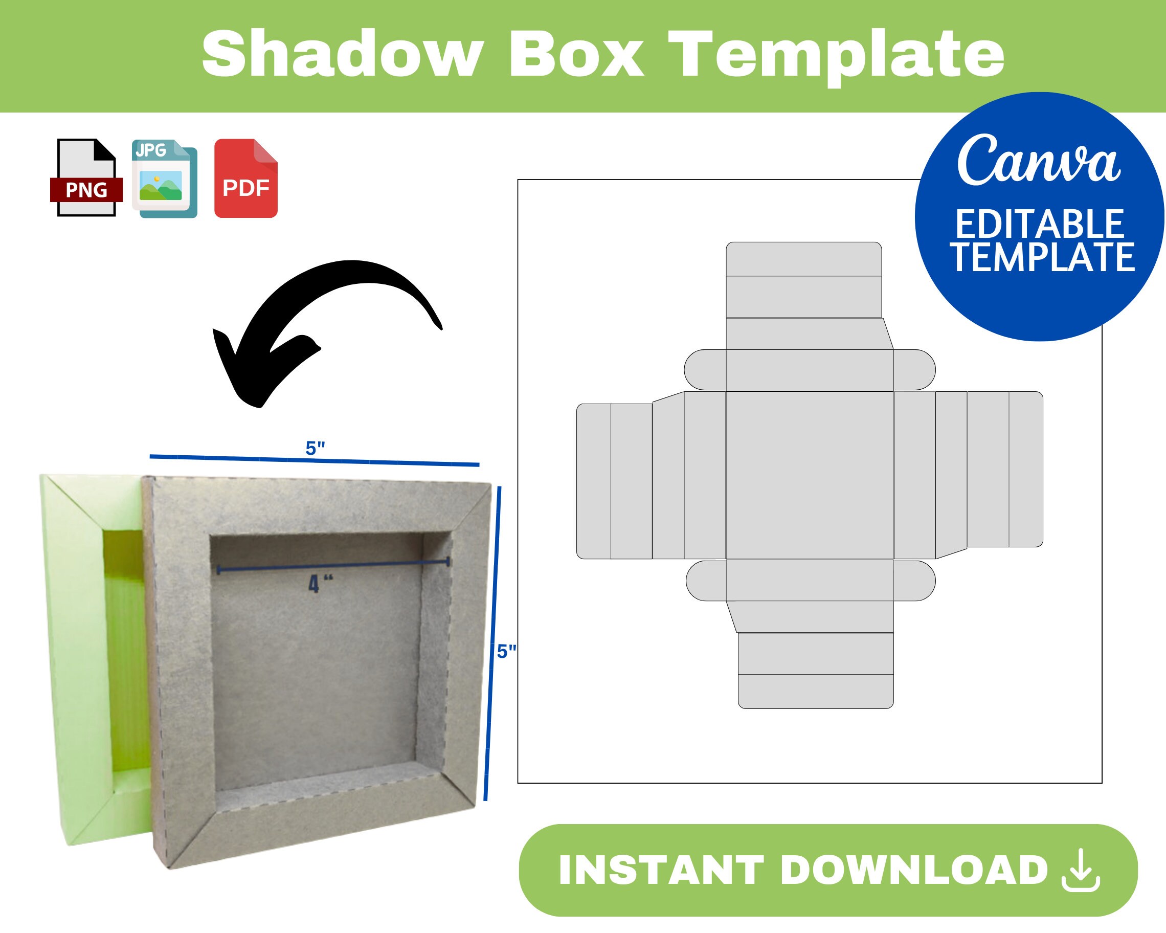 Shadow Box Template SVG, Shadow Box Svg, Paper Box Frame, 3D Shadow Box ...