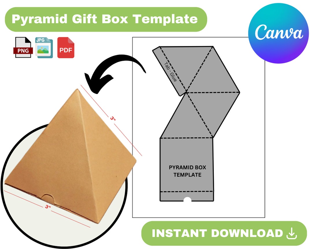 Pyramid Gift Box Template, Pyramid Favor Box, Cone Candy Box Template ...