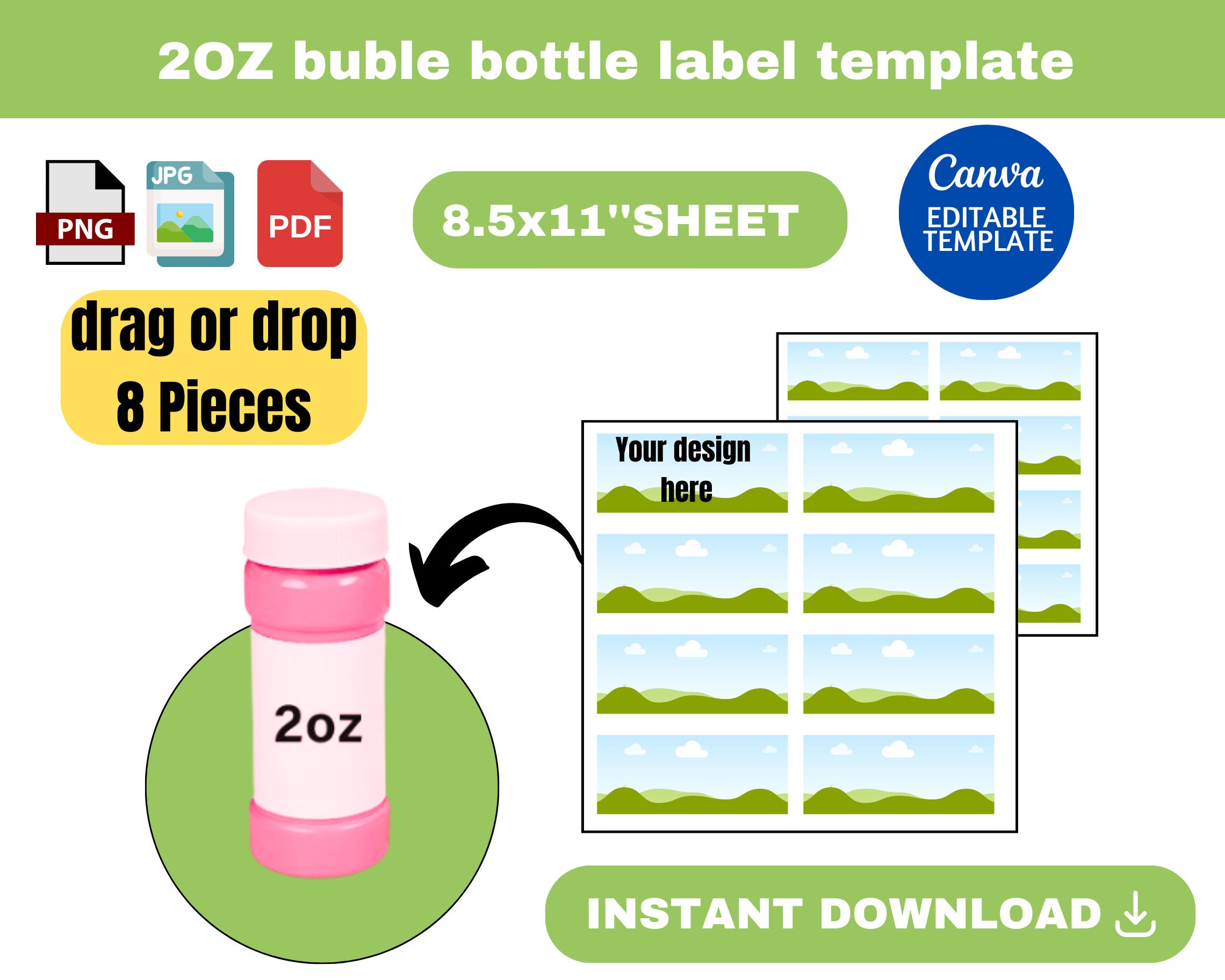 Buble Bottle Labels Template, Buble Bottle Labels Template SVG, 2OZ ...
