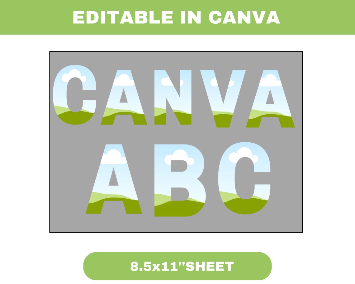 Canva Alphabets Template, Canva Alphabet Font, Letters Template, Frame ...