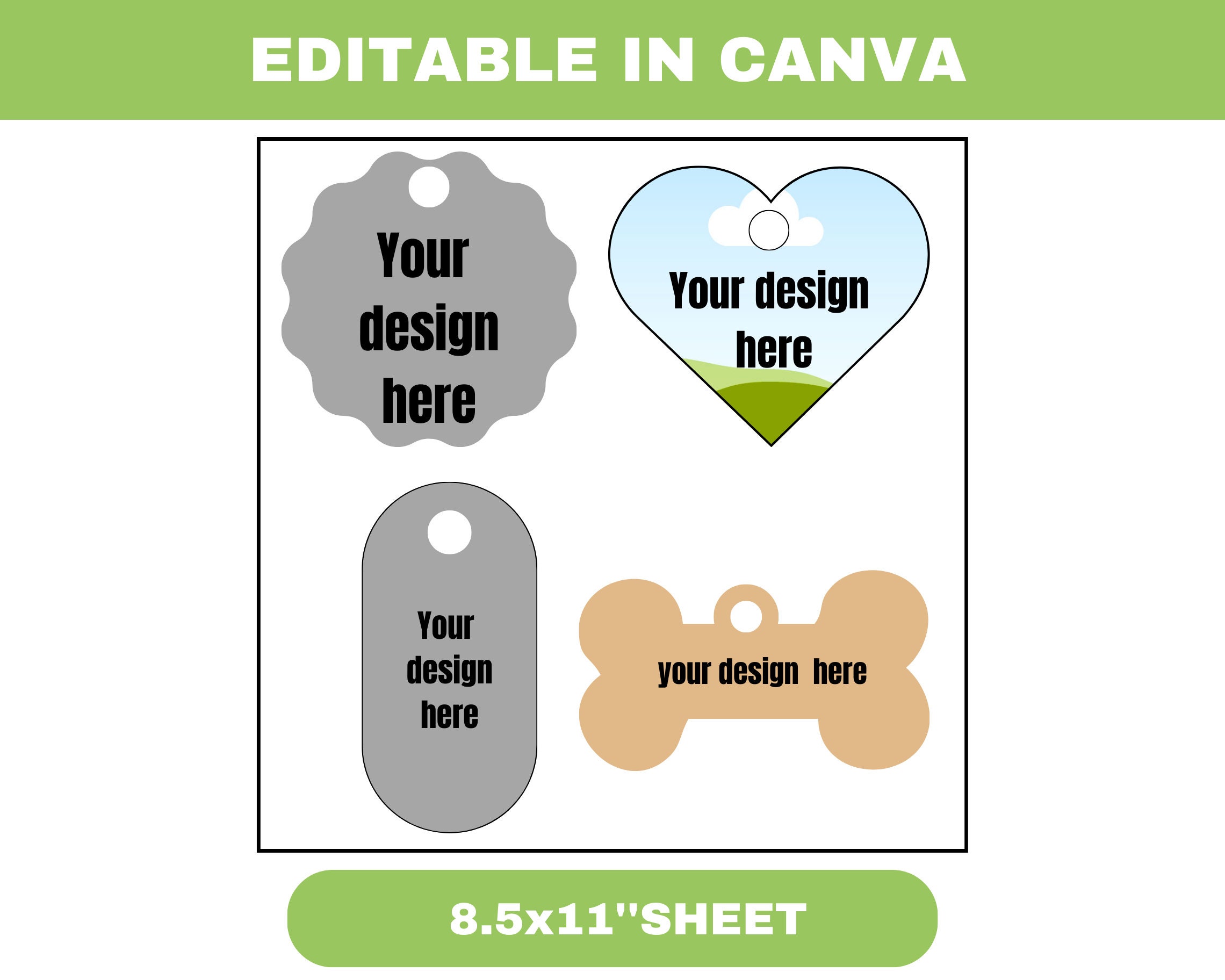 Dog Tag Bundle, Bone Tag Template, Dog Tags SVG, Dog Tag Sublimation ...