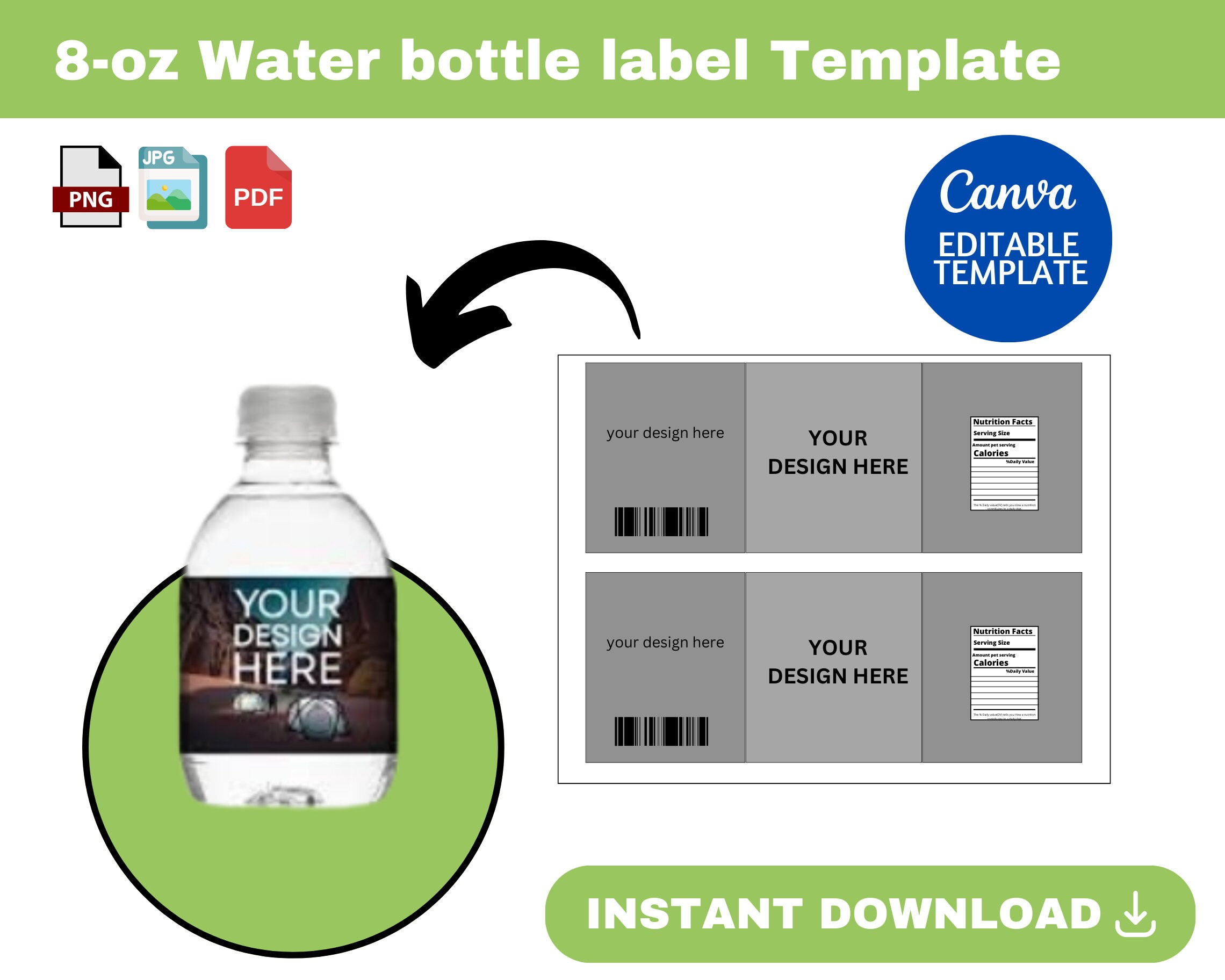 Water Bottle Label, Water Bottle Label SVG, Water Bottle Label, Blank ...