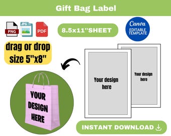 Gift Bag Label Template, Birthday Bag Template, Party Favor Template ...