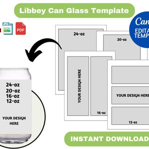Libbey Can Glass Template Bundle, 12 Oz, 16 Oz, 20 Oz, 24 Oz, Libbey ...