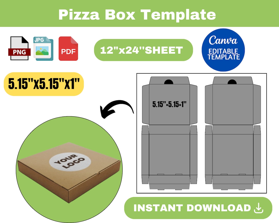 Pizza Box Template, Pizza Box SVG, Pizza Box, Mini Pizza Box Template ...