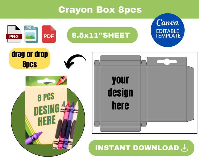 Crayon Box SVG Template, Wax Crayon Box Template, Crayon Favor Box ...