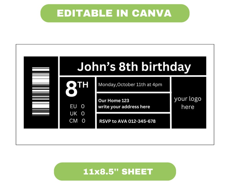 Shoe Box Label Template, Sneaker Box Template, Shoebox Label Template ...