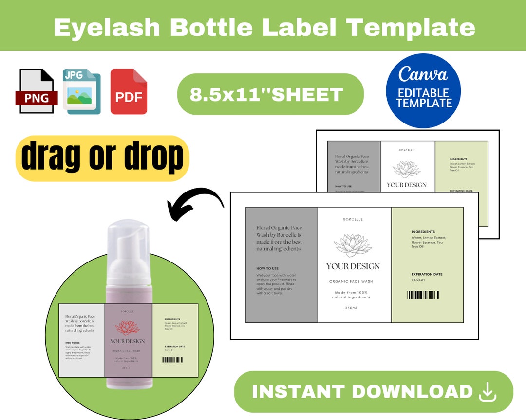 Eyelash Bottle Label Template, Eyelash Bottle Label Template SVG ...