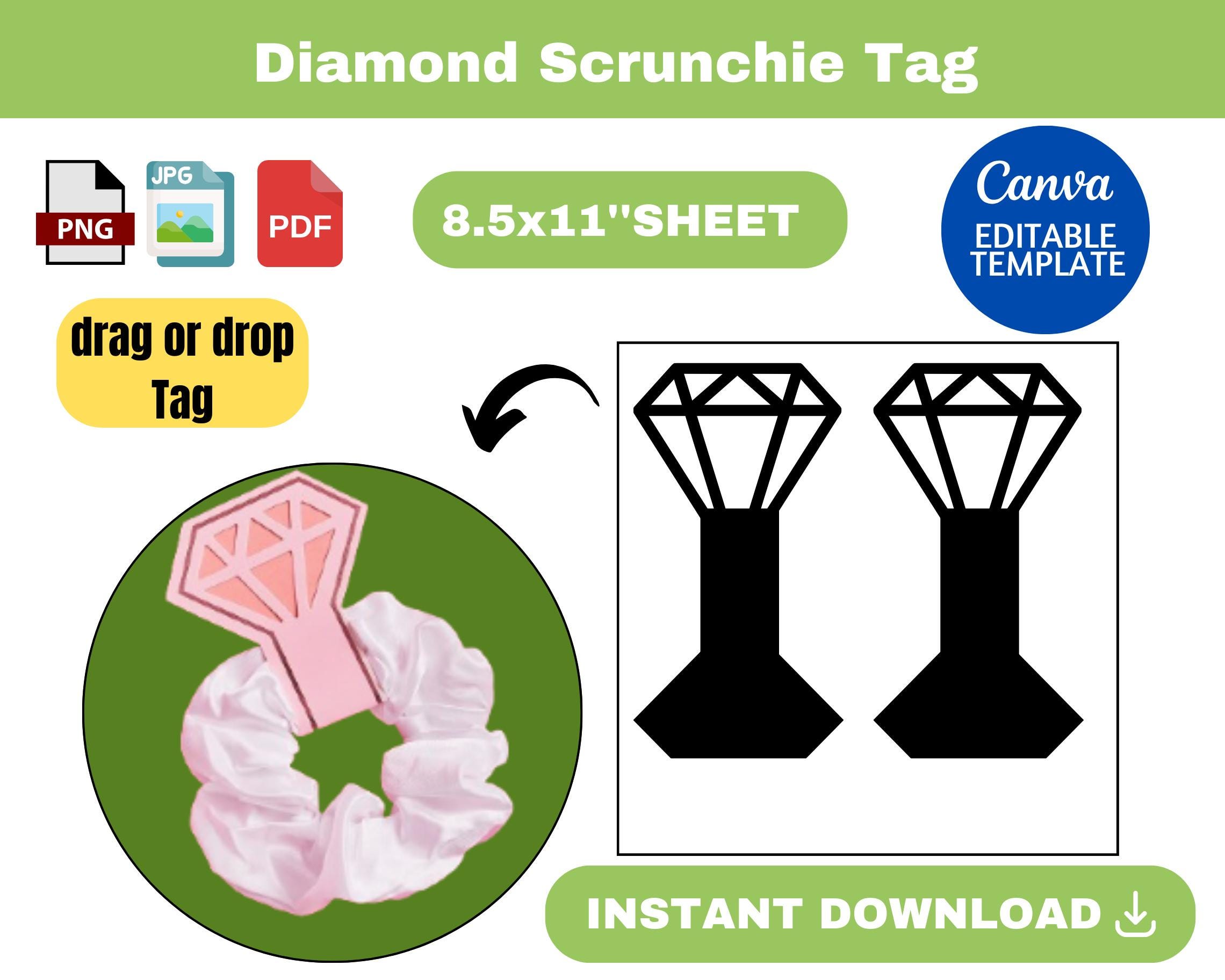 Diamond Scrunchie Tag Template, Diamond Scrunchie Tag Template SVG ...