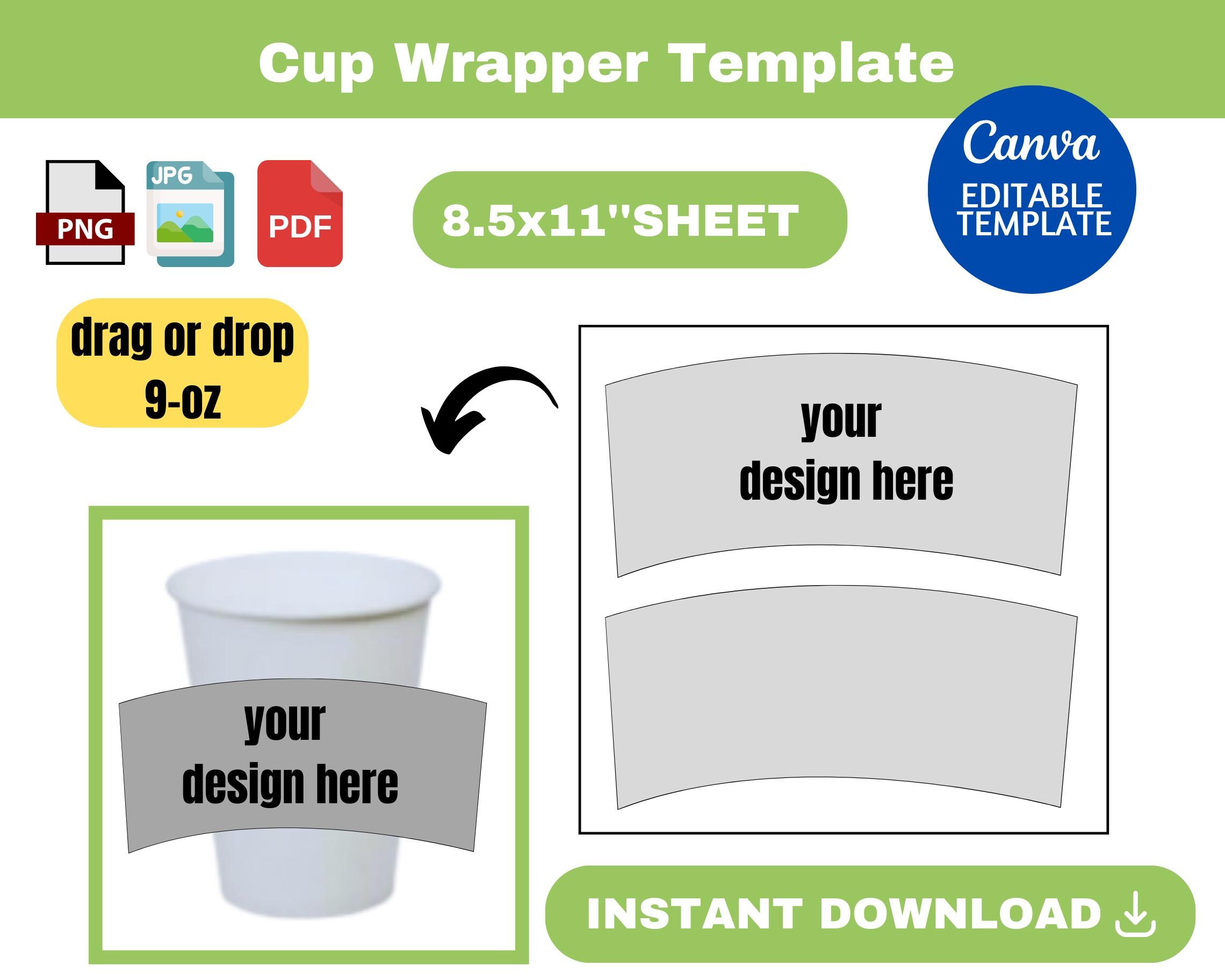 Cup Wrapper Template, Cup Wrapper SVG, Coffee Cup Sleeve Template, Cup ...