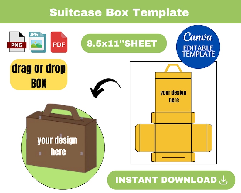 Suitcase Box Template, Suitcase Box SVG, Suitcase Box, Briefcase Box ...