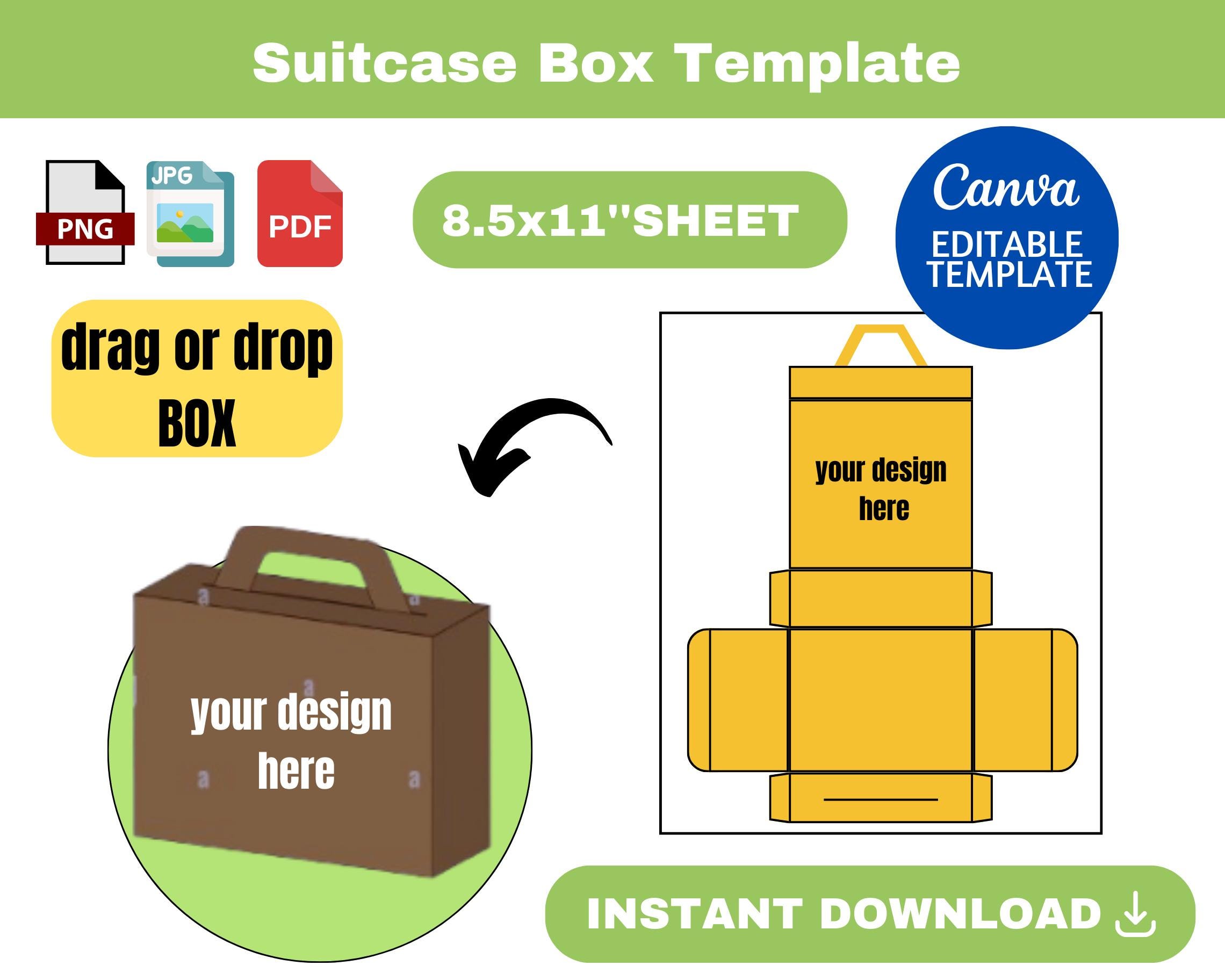 Suitcase Box Template, Suitcase Box SVG, Suitcase Box, Briefcase Box ...