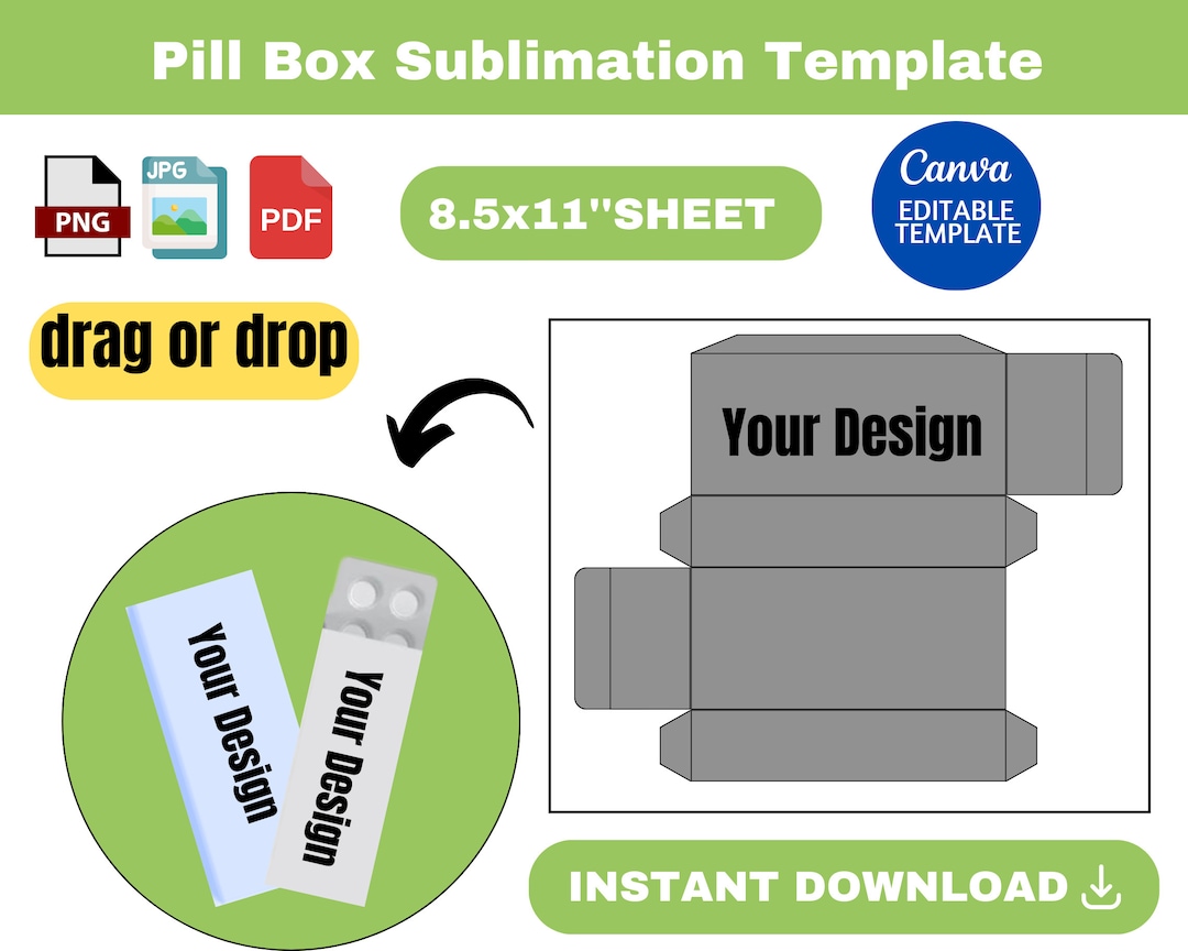 Pill Box Template, Pill Box Template SVG, Pill Box, Pill Box ...