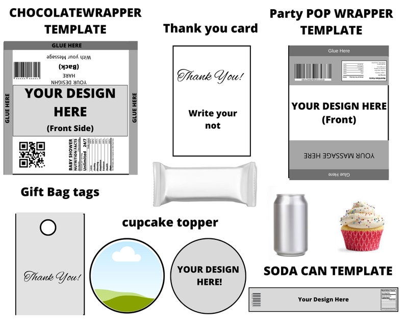 65 Party Favor Templates Bundle, Party Templates , Chip Bag Template ...