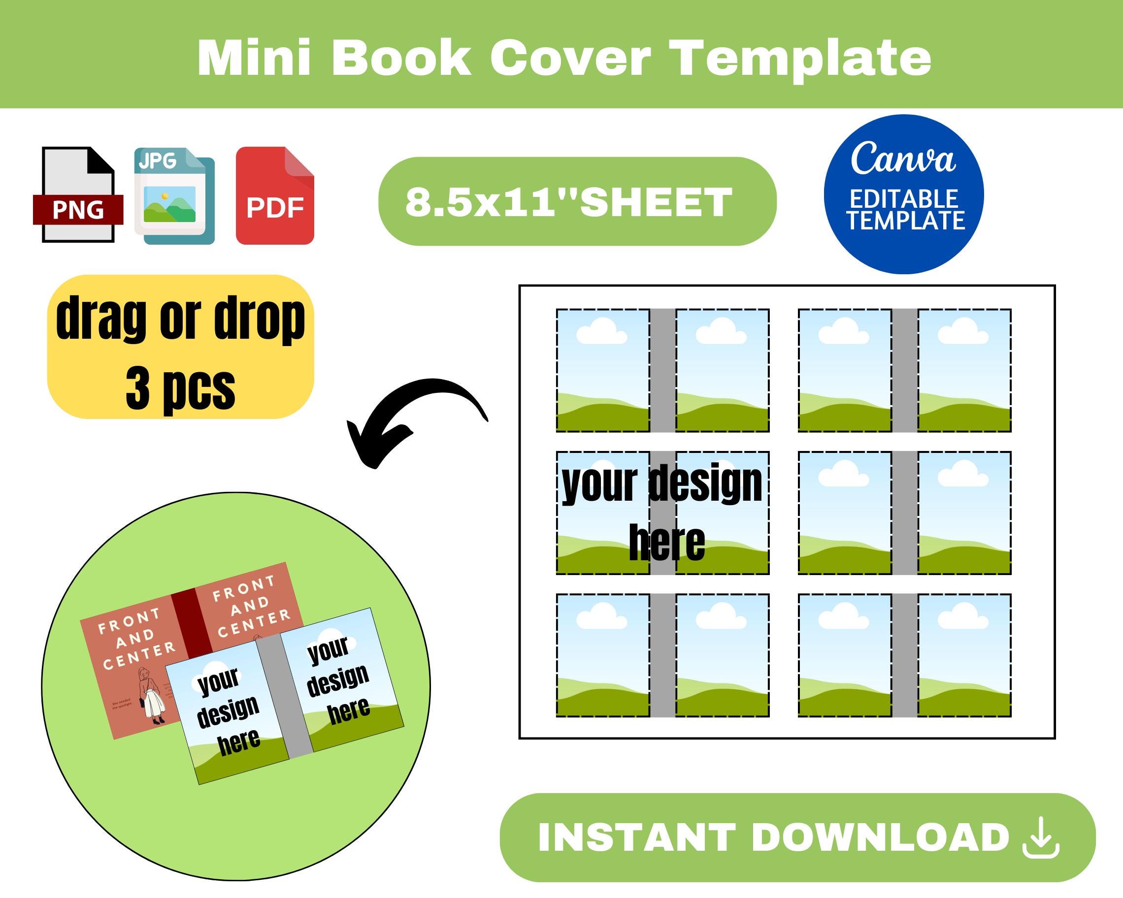 Mini Book Cover Template, Mini Book Cover SVG, Mini Book Cover, Mini ...