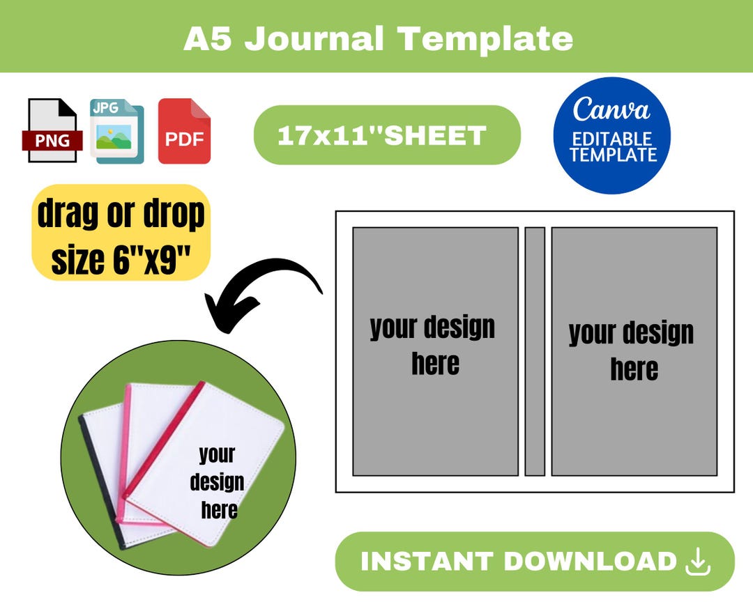 A5 Journal Template, Journal Template, Journal Template SVG, A5 Note ...