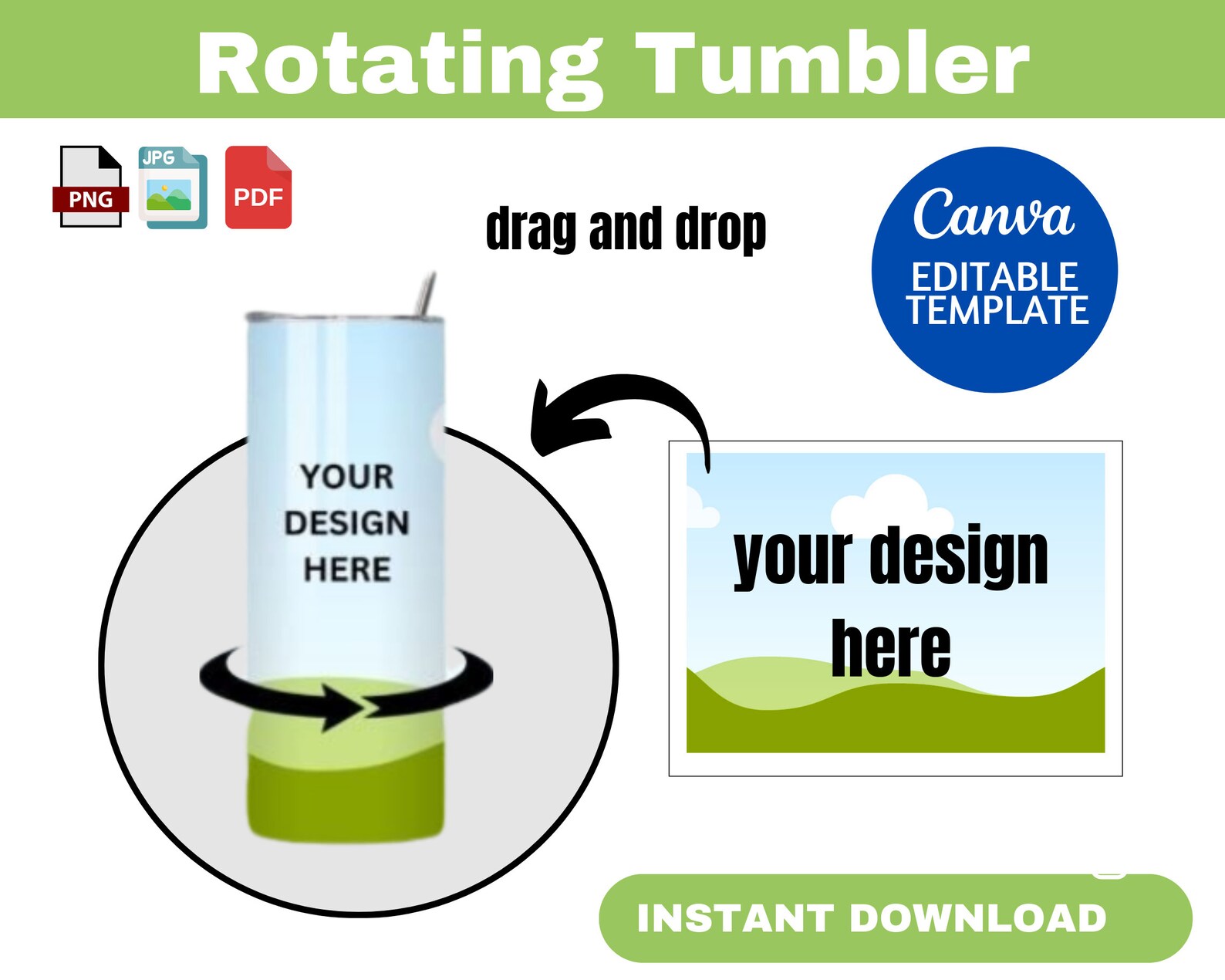 Rotating Tumbler Mockup, Canva Rotating Tumbler, 20oz Rotating Tumbler ...