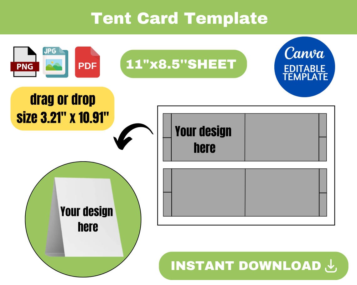 Tent Card Template, Tent Card Svg, Folded Note Card Template, Food ...