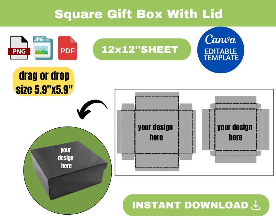 Square Gift Box With Lid, Square Gift Box With Lid SVG, Square Gift Box ...