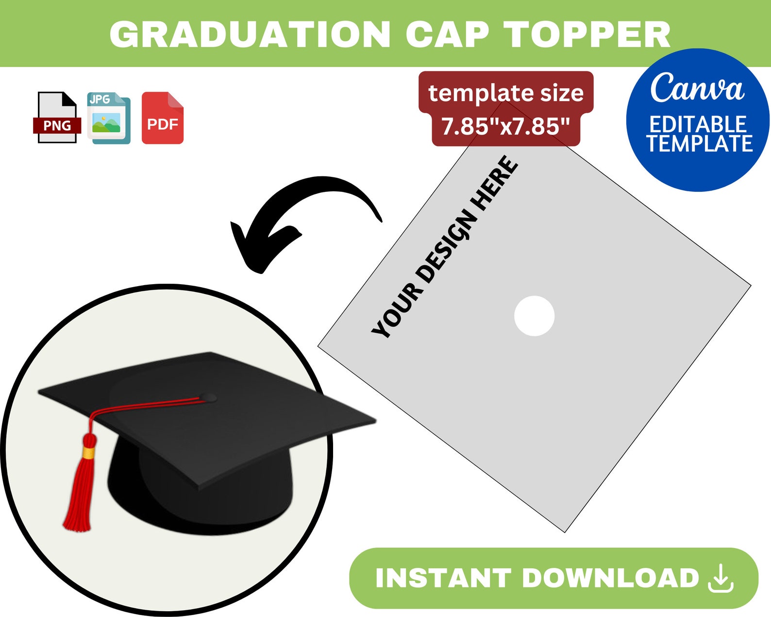 Graduation Cap Topper, Graduation Cap Template, Custom Graduation Cap ...
