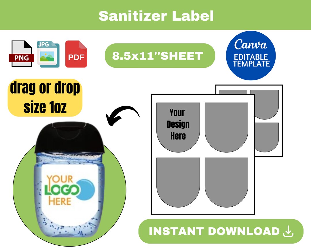 Sanitizer Label Template, Sanitizer Label SVG, Sanitizer Label, Custom ...