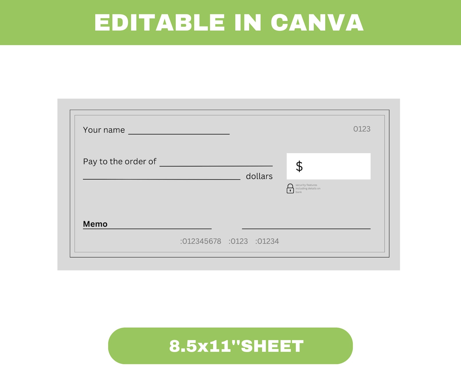 Bank Check Template, Money Check Template, Customizable Check Templates ...