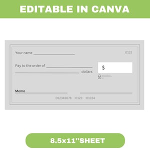 Bank Check Template, Money Check Template, Customizable Check Templates ...