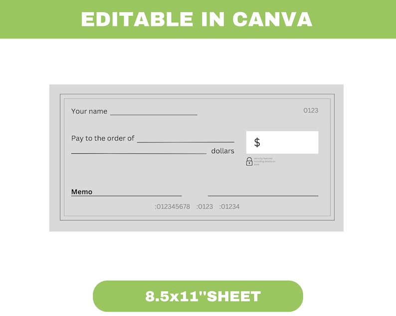 Bank Check Template, Money Check Template, Customizable Check Templates ...