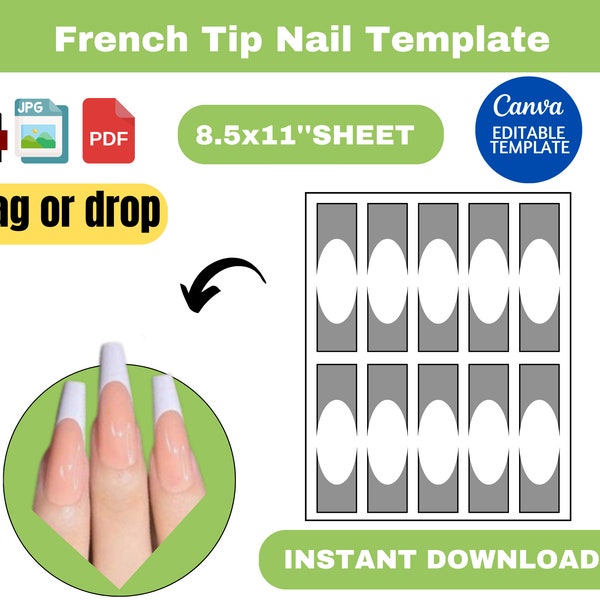 French Nail Stencil Template - Etsy